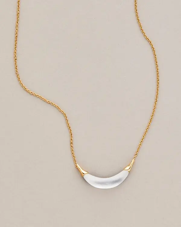 Alexis Bittar Capped Crescent Lucite Pendant Necklace - Gold