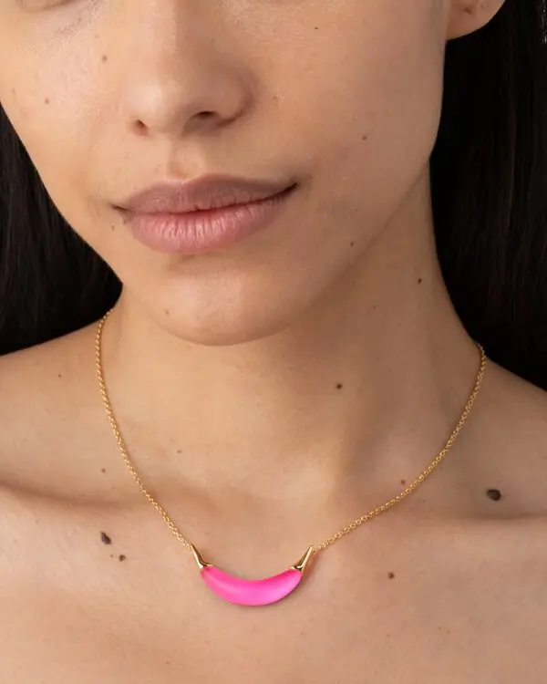 Alexis Bittar Capped Crescent Lucite Pendant Necklace - Gold