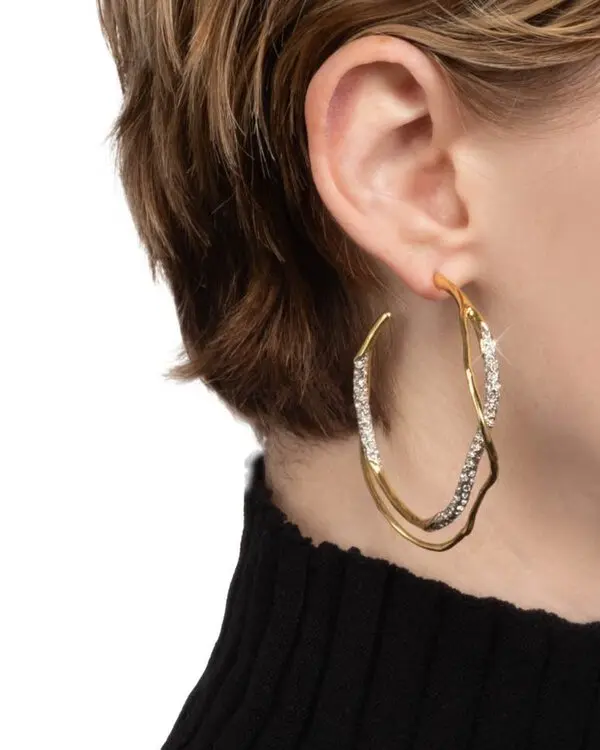 Alexis Bittar Intertwined Two-tone Pave Hoop Earrings - Gold