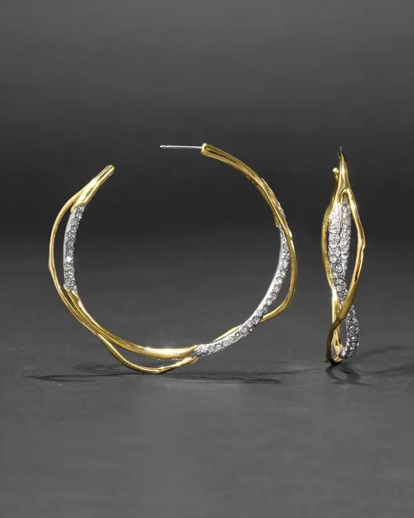 Alexis Bittar Intertwined Two Tone Pave Hoop Earrings - Gold