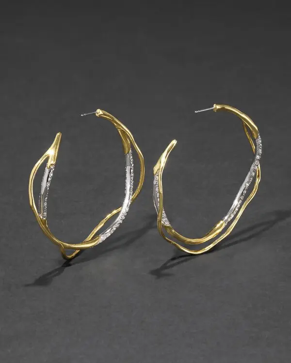 Alexis Bittar Intertwined Two Tone Pave Hoop Earrings - Gold