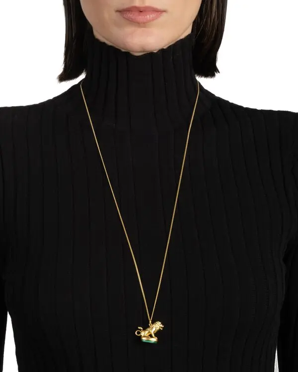 Alexis Bittar Valor Lion Pendant Necklace - Malachite