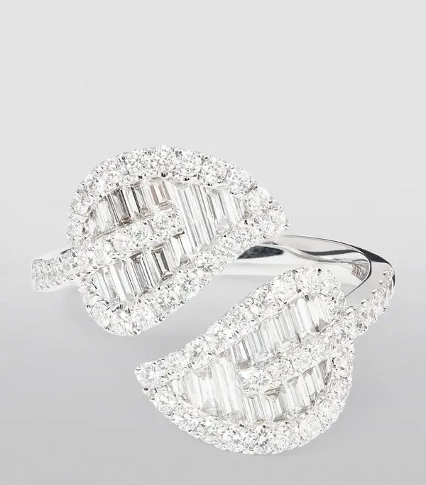 ANITA KO Leaf Ring With Diamonds