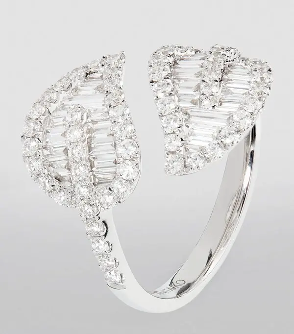 ANITA KO Leaf Ring With Diamonds