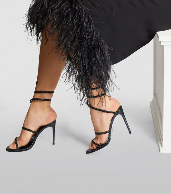 Rene Caovilla Embellished Cleo 105 Sandals - Black