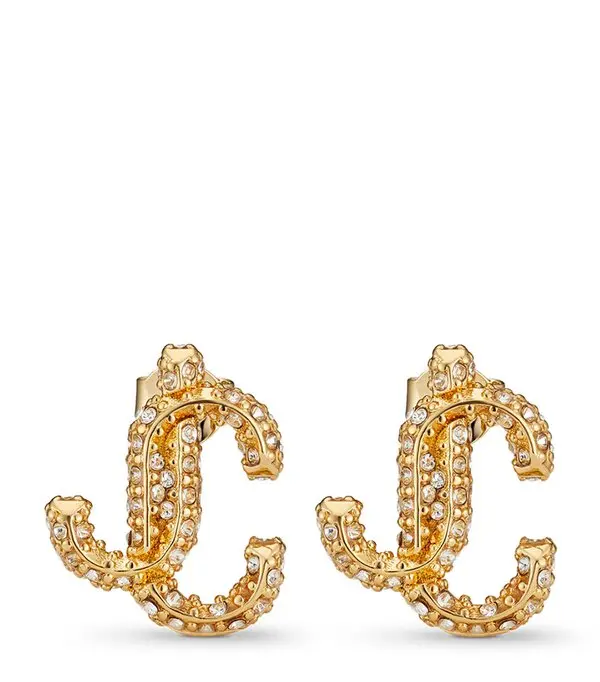 JIMMY CHOO Crystal-embellished Jc Stud Earrings - Gold