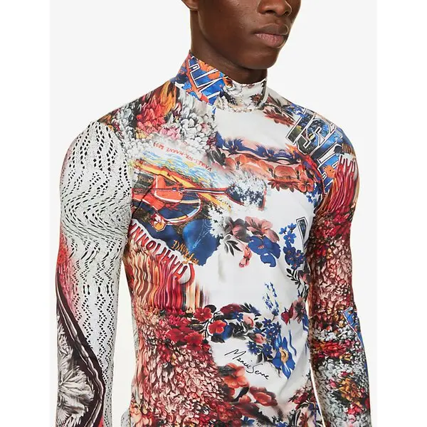 Marine Serre Archive Floral-Print Stretch-Recycled-Polyamide Top