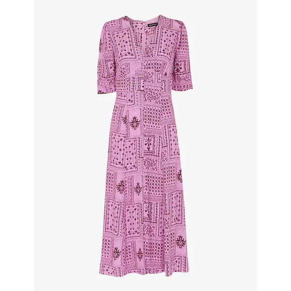 Whistles Neave Bandana-print Crepe Midi Dress