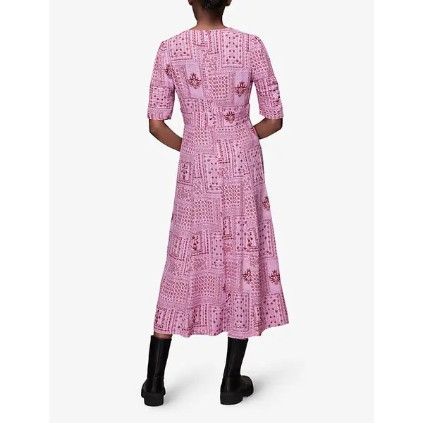 Whistles Neave Bandana-print Crepe Midi Dress