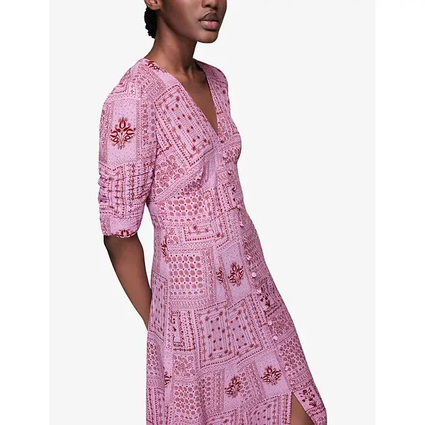 Whistles Neave Bandana-print Crepe Midi Dress