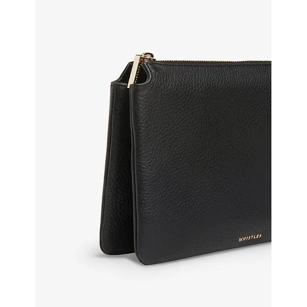 Whistles Elita Leather Clutch - Black