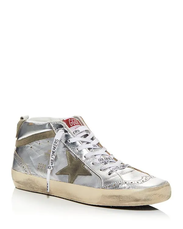 GOLDEN GOOSE Mid Star Mid Top Sneakers - Silver Taupe