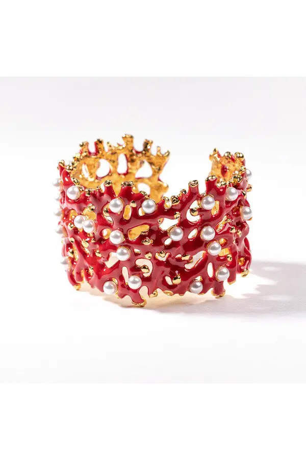 KENNETH JAY LANE Branch Hinged Cuff With Pearls