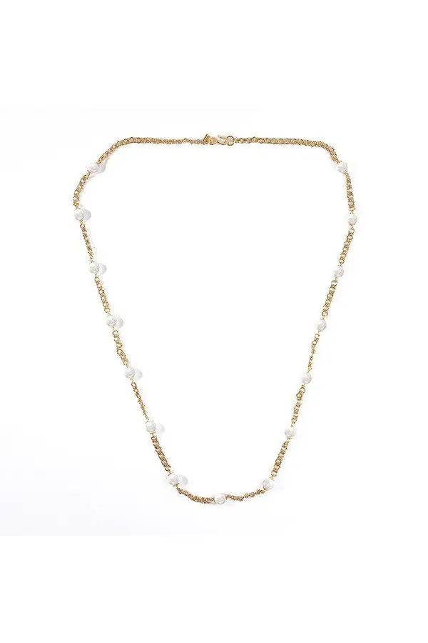 KENNETH JAY LANE Chain With Pearl Stations Necklace - Gold