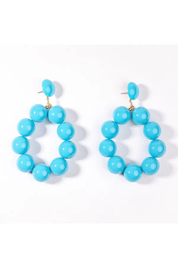 KENNETH JAY LANE Turquoise Balls Hoop Earrings - Gold