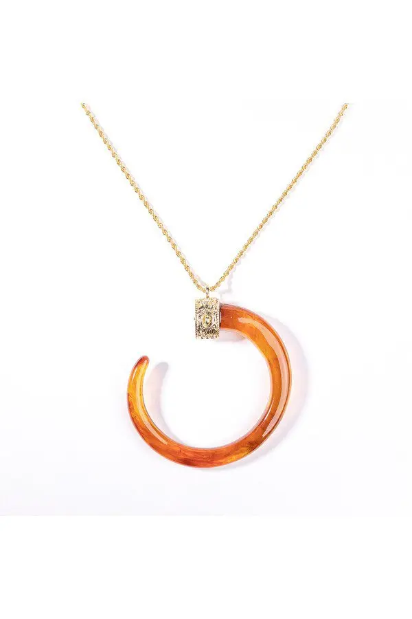 KENNETH JAY LANE Tortoise C Tusk On Chain Necklace - Gold