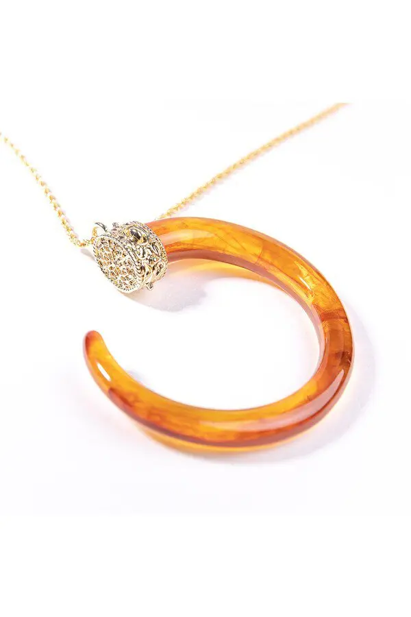 KENNETH JAY LANE Tortoise C Tusk On Chain Necklace