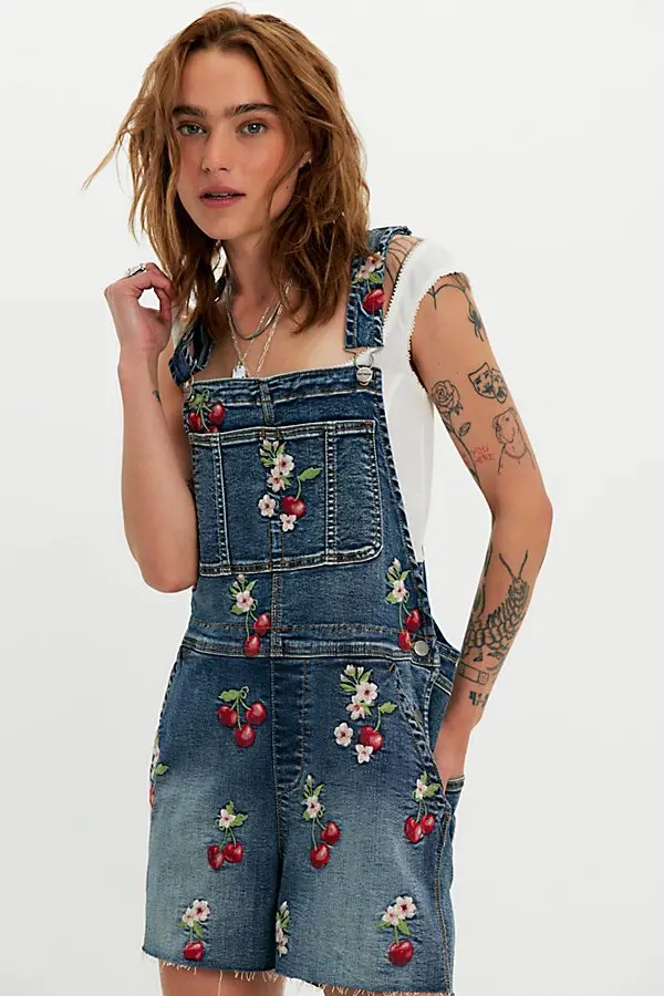 DRIFTWOOD Embroidered Shortalls - Cherry On Top