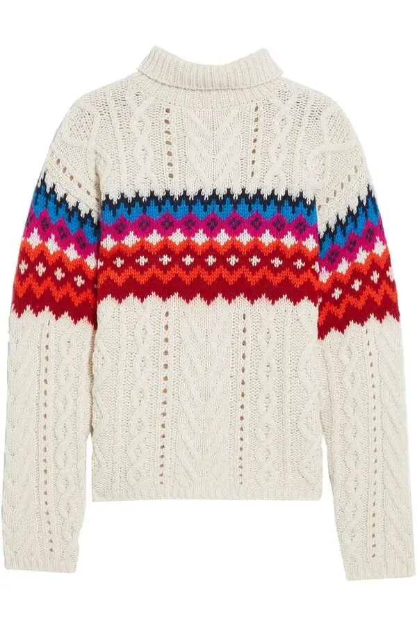 Rag & Bone Willow Fair Isle Cableknit Woolblend Sweater