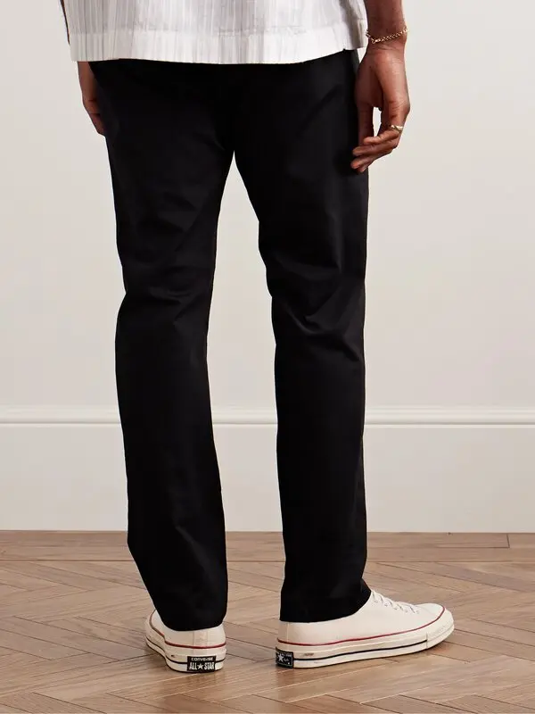 Nn07 Theo Slim-fit Organic Cotton-blend Chinos - Black