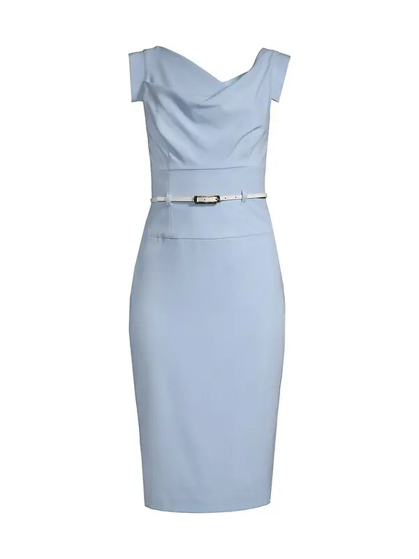 Black Halo Jackie O Sheath Dress In Mali Blue - 30% Off | Editorialist