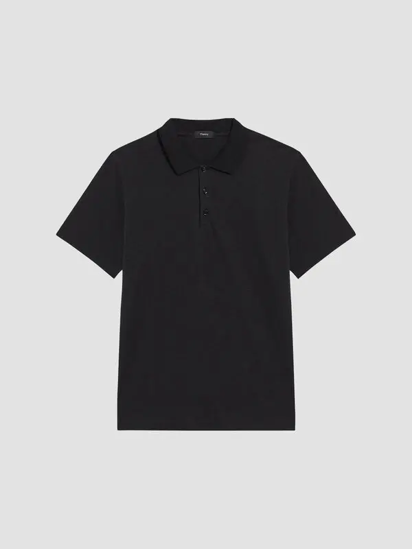 Theory Bron Cotton Polo Shirt - Black
