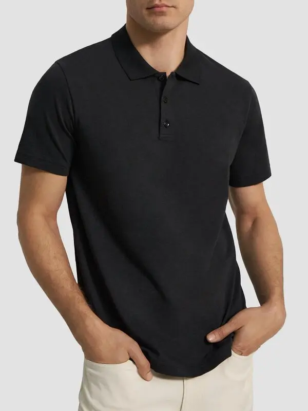 Theory Bron Cotton Polo Shirt - Black