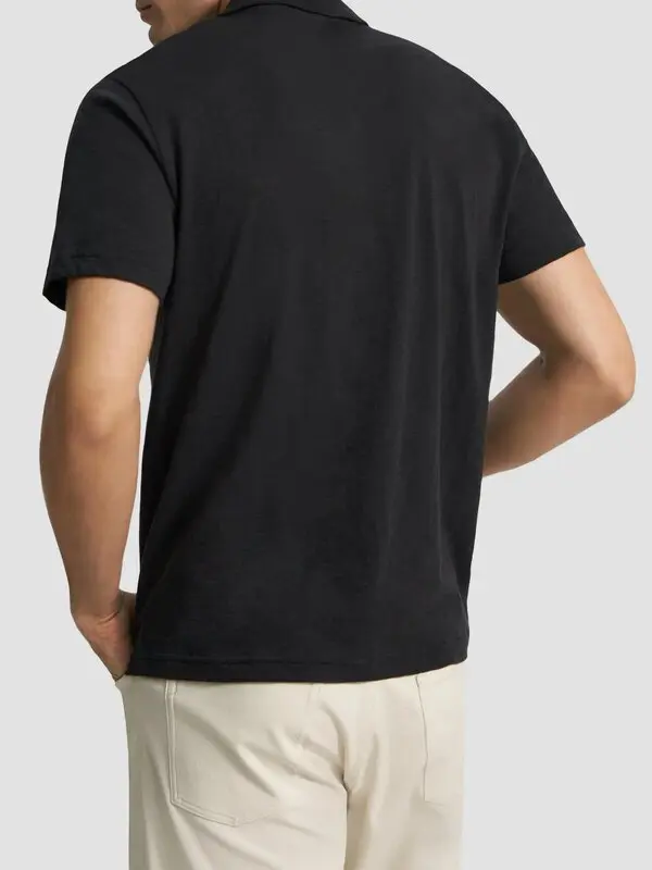 Theory Bron Cotton Polo Shirt - Black