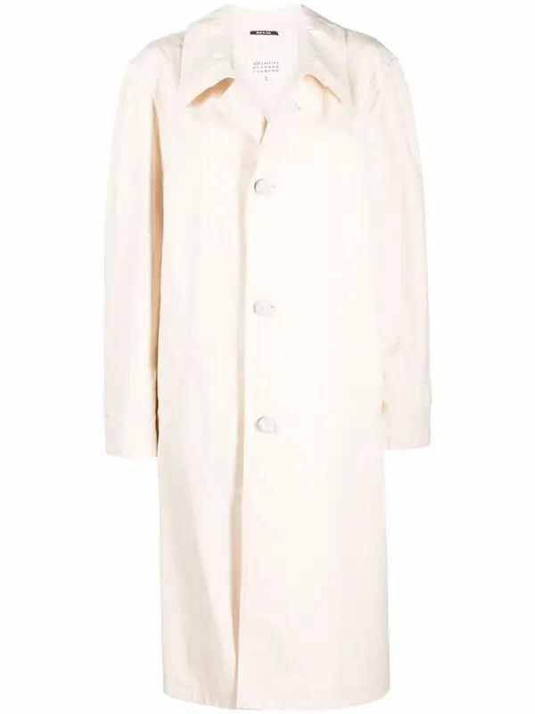 MAISON MARGIELA Single-breasted Midi Coat - Neutrals