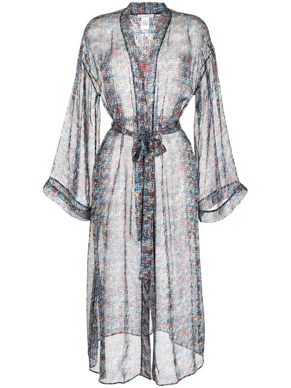 SIAN SWIMWEAR Irene Tweed-print Beach Robe - Blue