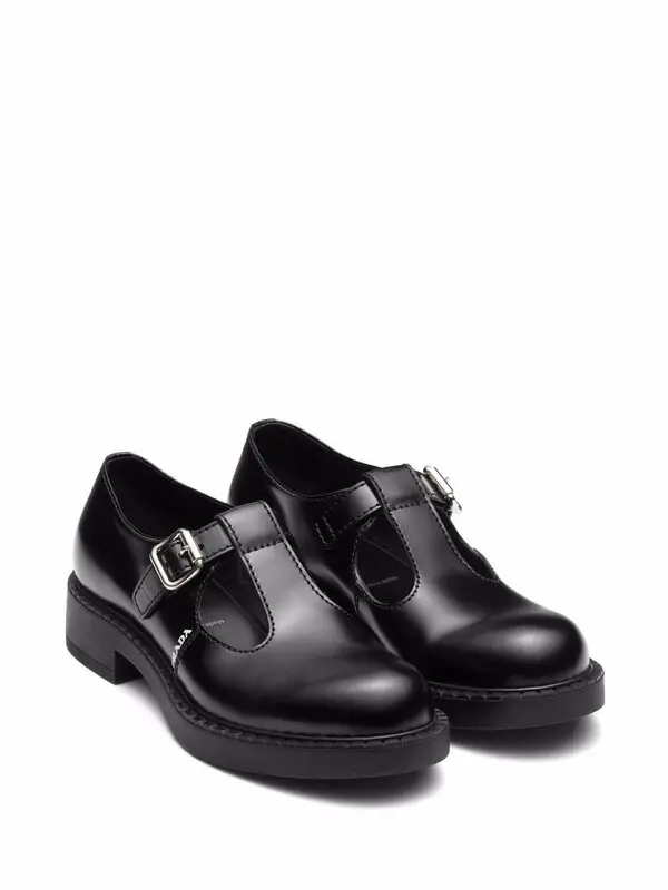 Prada Brushed-leather Mary Jane Shoes