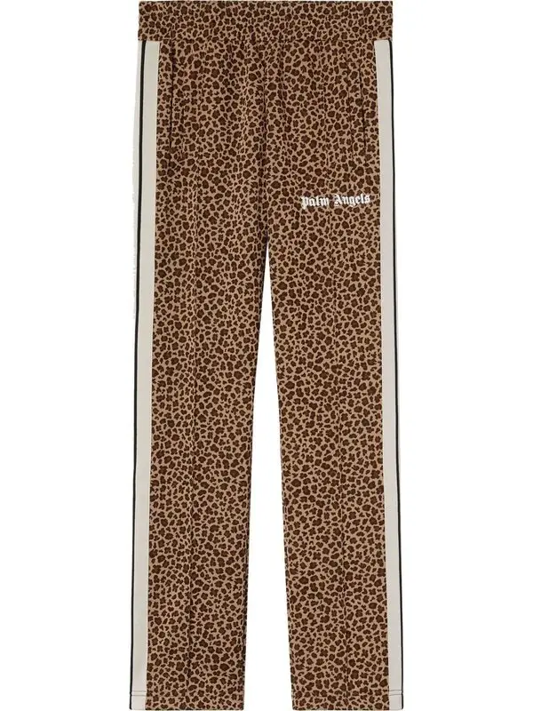 Palm Angels Leopard Print Jacquard Track Pants - Neutrals