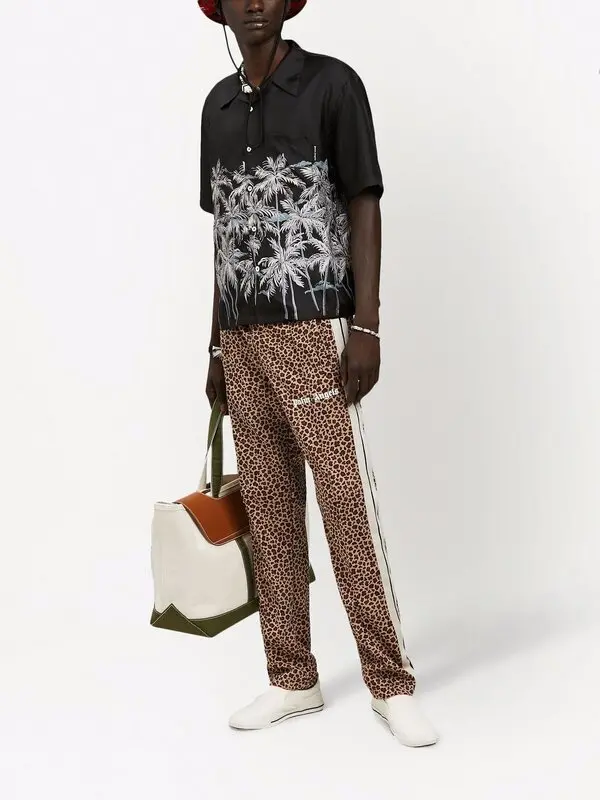 Palm Angels Leopard Print Jacquard Track Pants - Neutrals