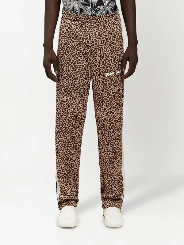 Palm Angels Leopard Print Jacquard Track Pants - Neutrals