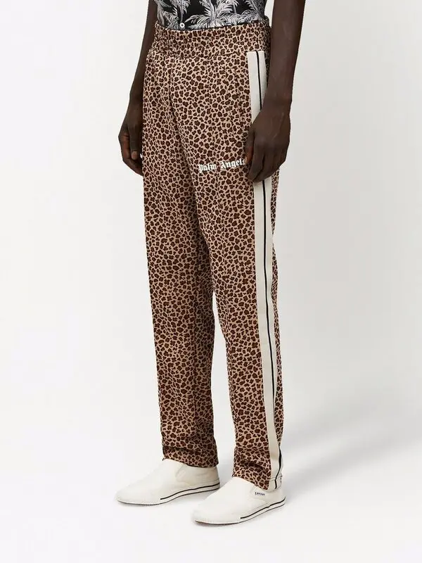 Palm Angels Leopard Print Jacquard Track Pants - Neutrals