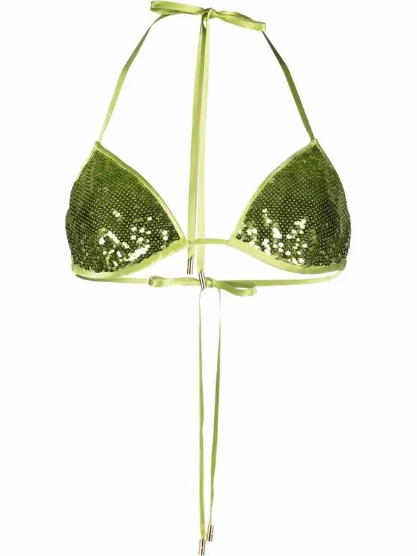 TOM FORD Sequin-embellished Halterneck Bralette - Green