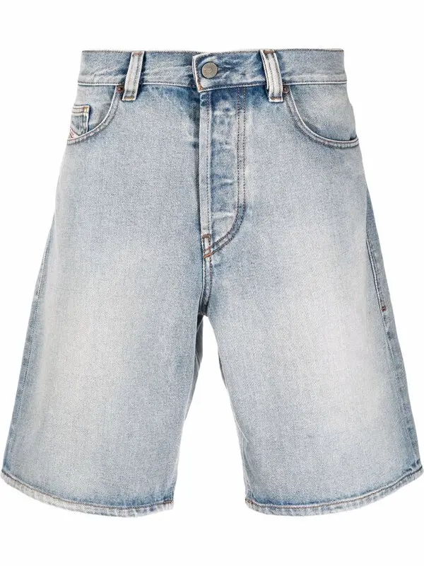 DIESEL® Wide-leg Denim Skate Shorts - Blue