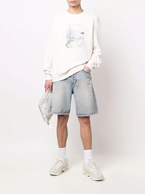DIESEL® Wide-leg Denim Skate Shorts - Blue