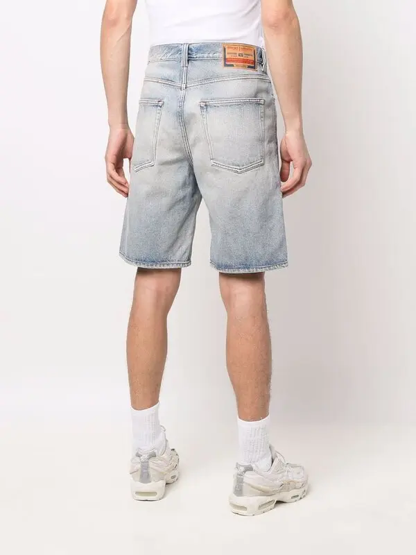DIESEL® Wide-leg Denim Skate Shorts - Blue