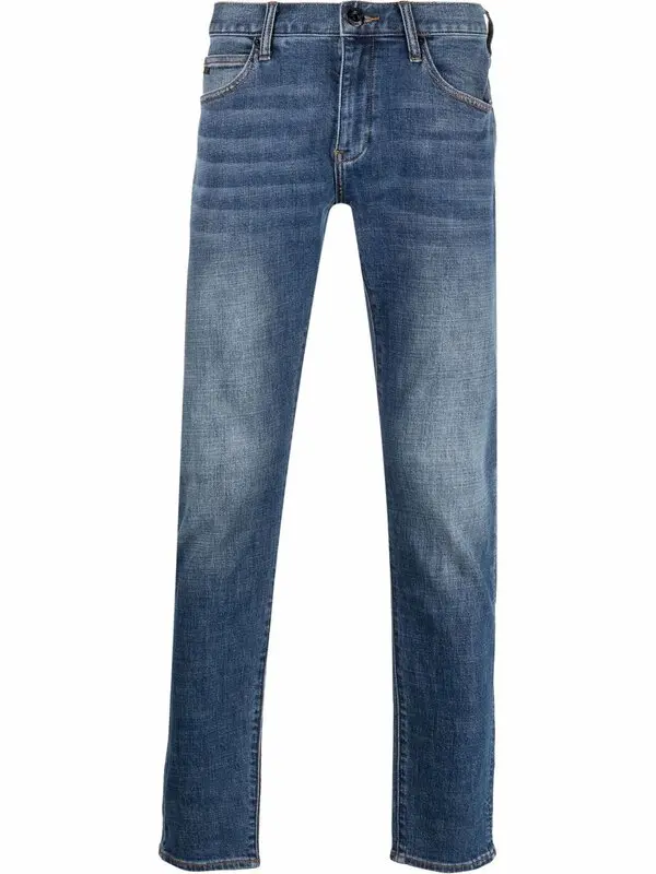 Emporio Armani Logo-patch Slim-cut Jeans