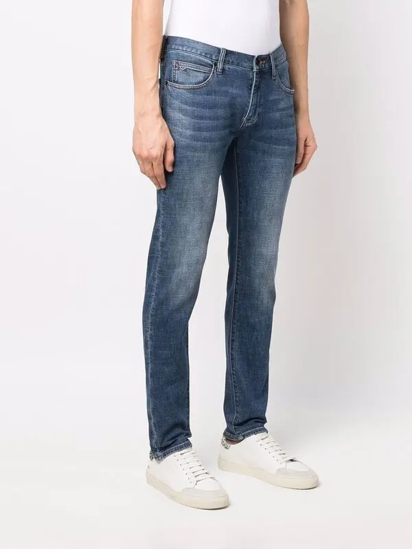 Emporio Armani Logo-patch Slim-cut Jeans
