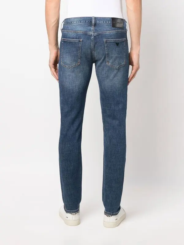 Emporio Armani Logo-patch Slim-cut Jeans