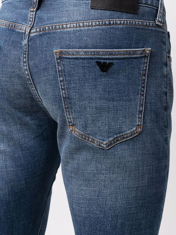 Emporio Armani Logo-patch Slim-cut Jeans