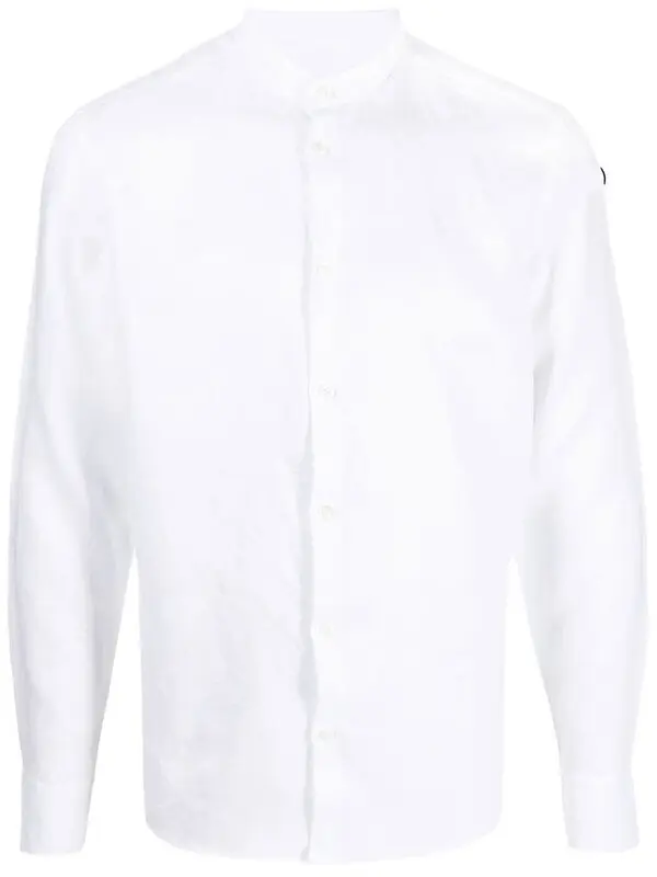 LOW BRAND Collarless Linen Shirt