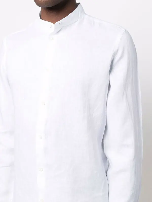 LOW BRAND Collarless Linen Shirt