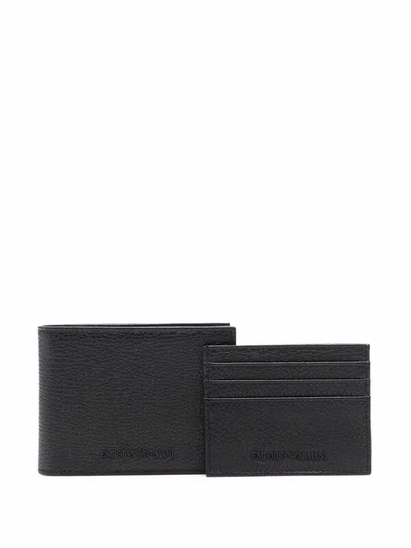 Emporio Armani Logo-embossed Leather Wallet - Black