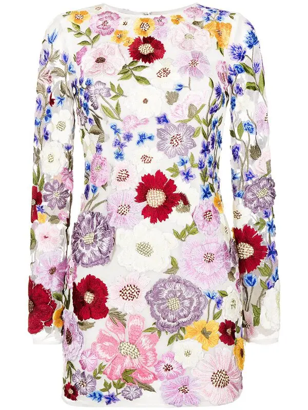 Rachel Gilbert Nya Floral-embroidered Minidress - Multicolour