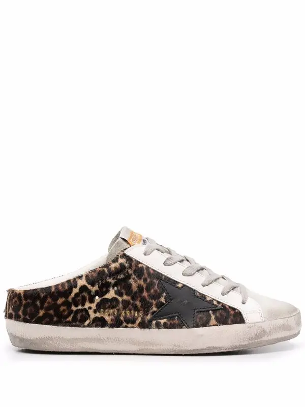 GOLDEN GOOSE Super-star Leopard Print Mule Sneakers - Brown