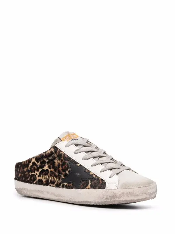 GOLDEN GOOSE Super-star Leopard Print Mule Sneakers - Brown