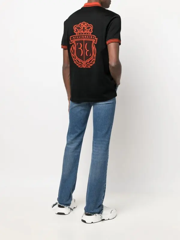 BILLIONAIRE Logo-embroidered Cotton Polo Shirt - Black